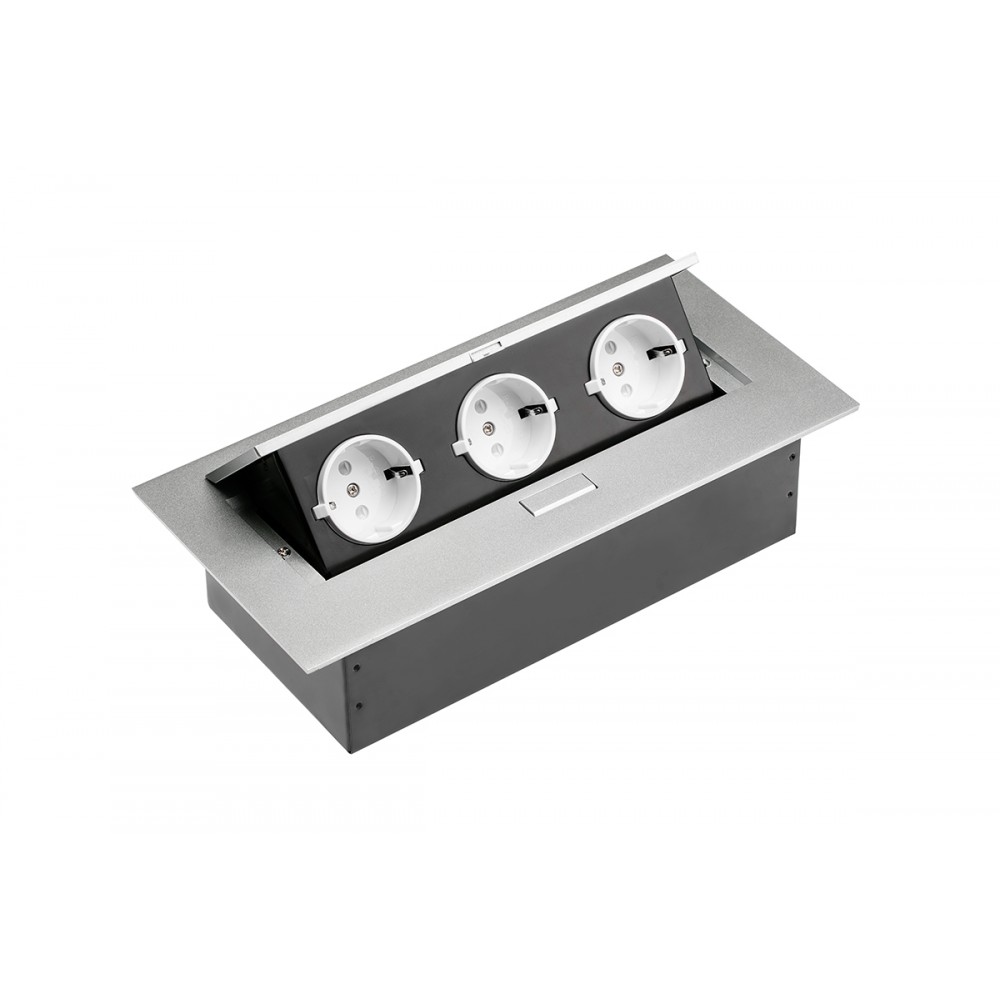 Grup prize birou, 3 PRIZE, ALUMINIUM, fara cablu, SCHUKO AE-PB03GS-53 GTV